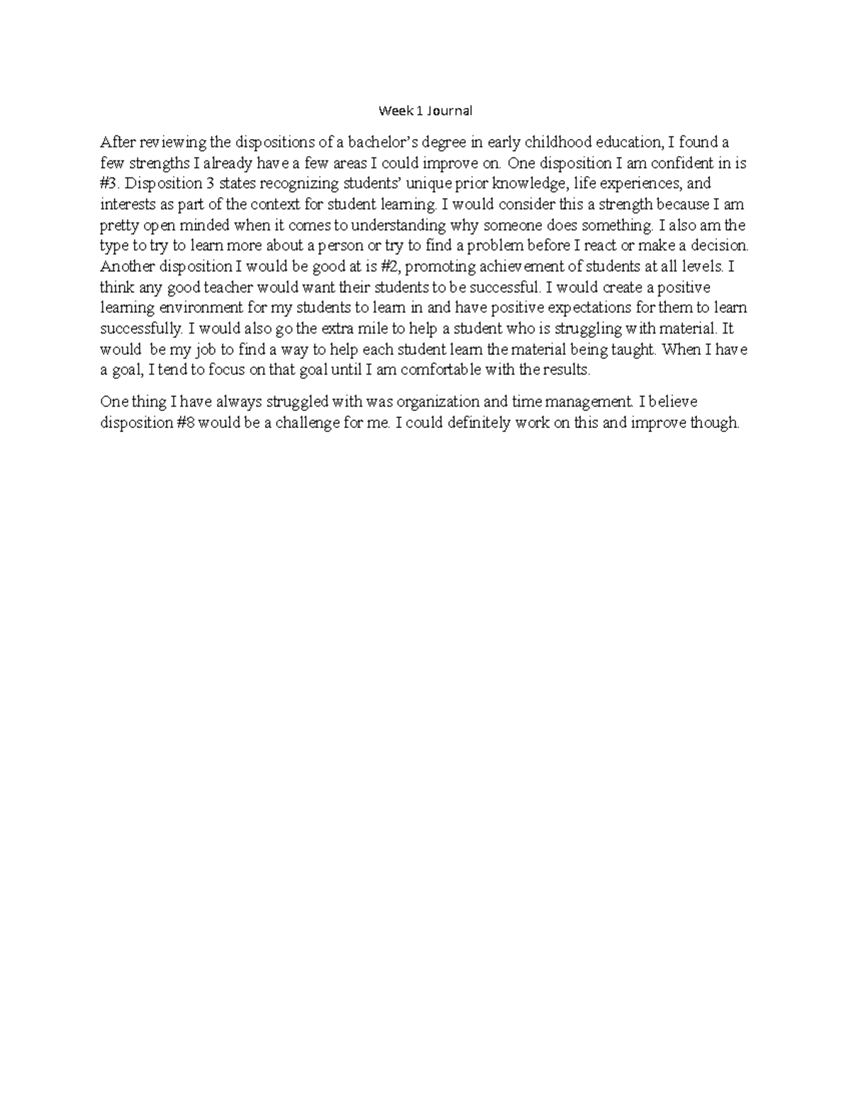 ECD310 Week1 journal - Grade: A+ - Week 1 Journal After reviewing the ...