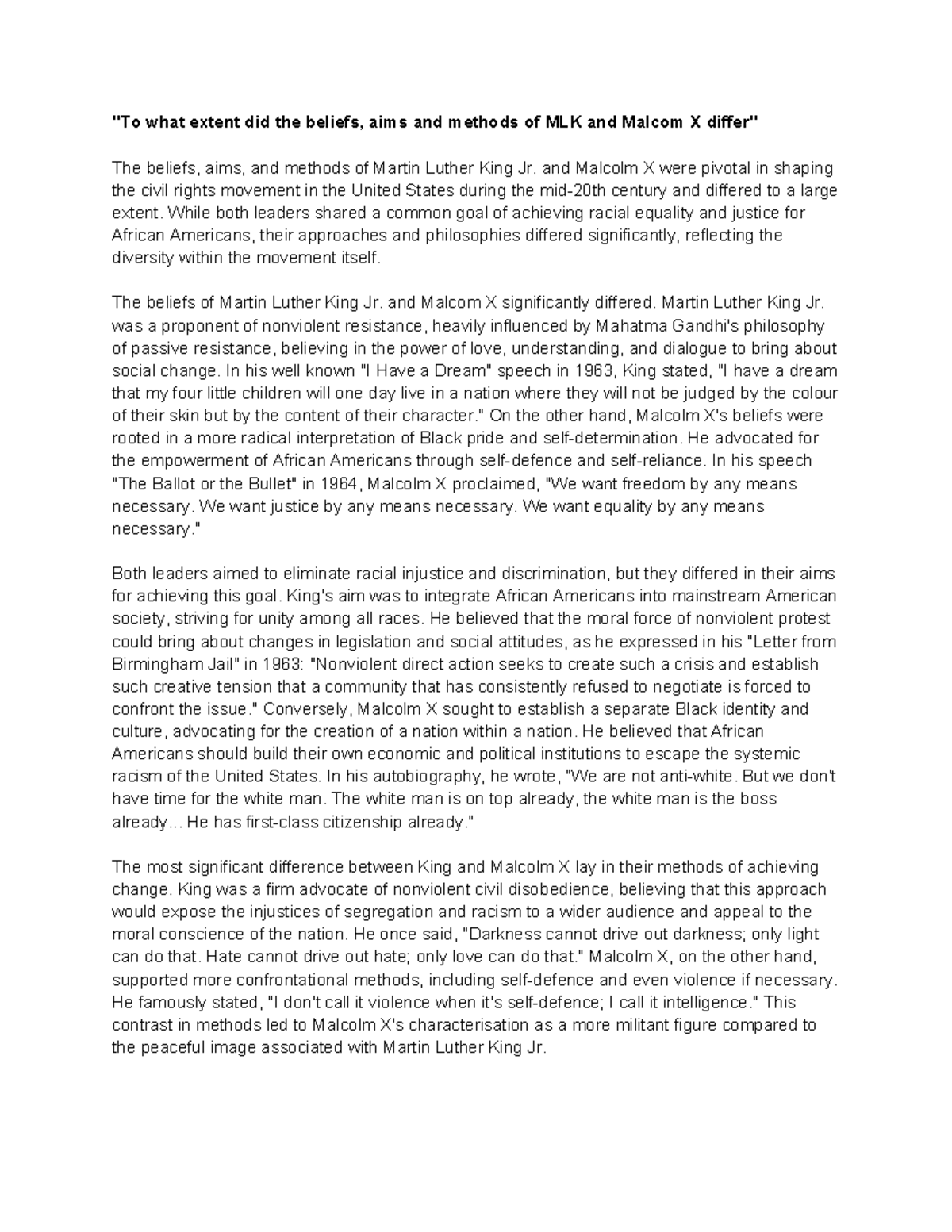 Civil Rights: Comparing MLK & Malcolm X's Beliefs and Methods (CIV 12 ...
