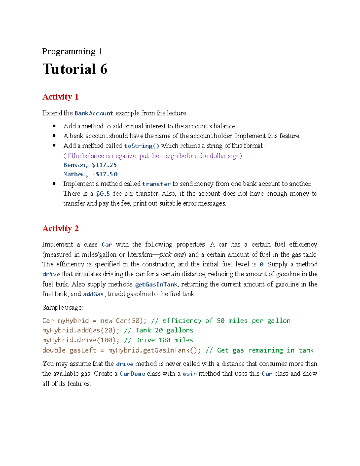 Tutorial 6 - pr1 Tutorial 1 - Lecture notes 1,3-5,7 - Programming 1 ...