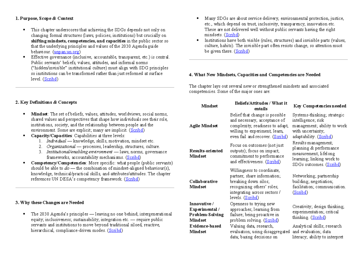 PA 107 Chapter 1: Shifting Mindsets for Effective Governance and SDGs - Studocu