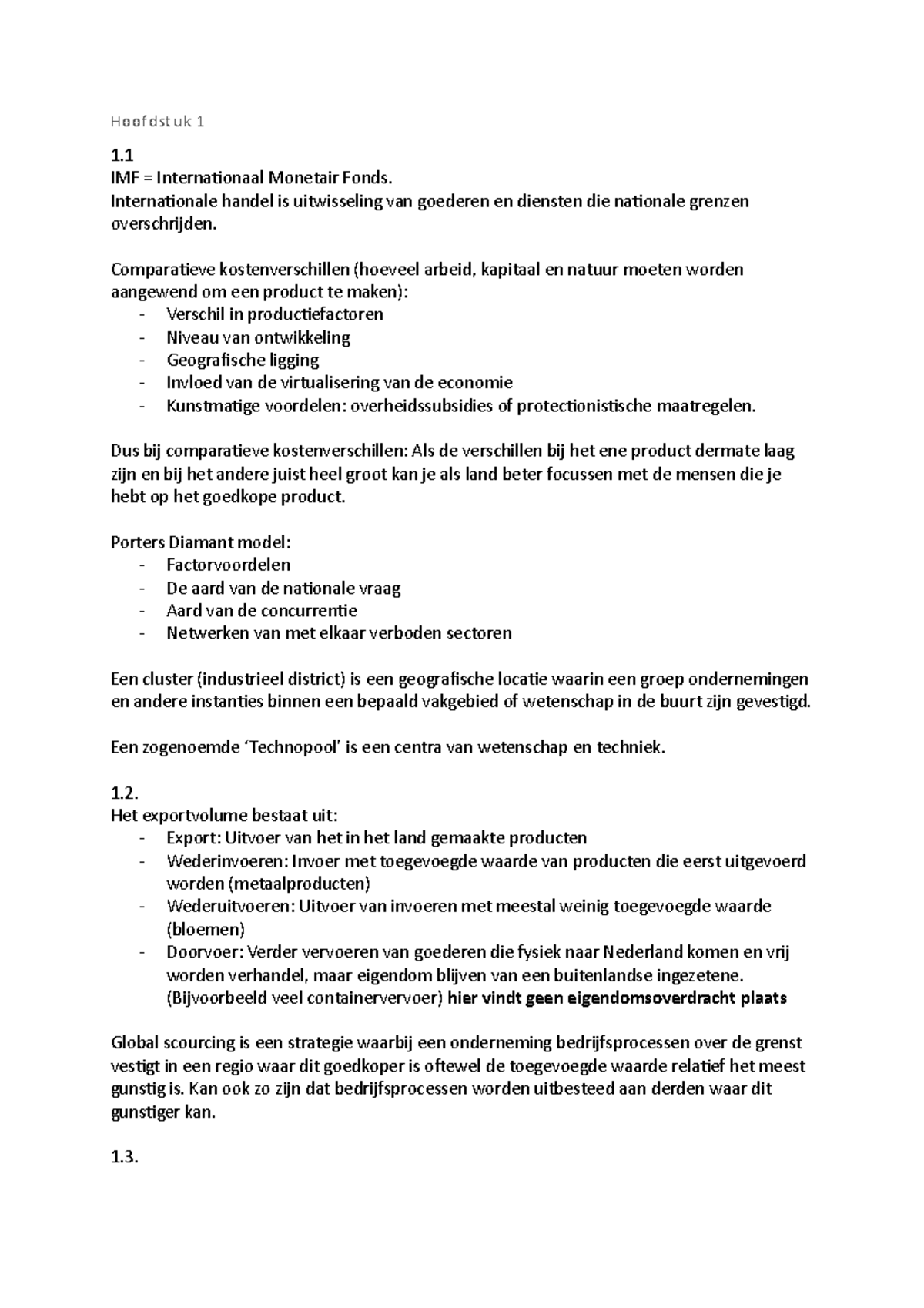 Samenvatting Exportmanagement h1-h4 - Hoofdstuk 1 1 IMF Internationaal Monetair Fonds. - Studeersnel