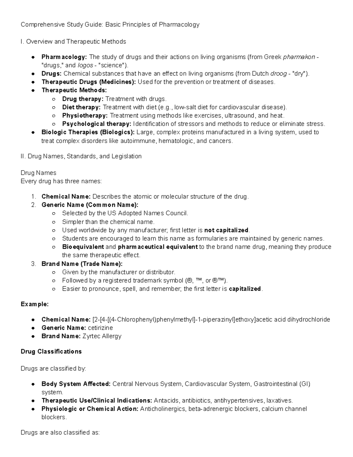Comprehensive Study Guide: Basic Principles of Pharmacology I - Studocu