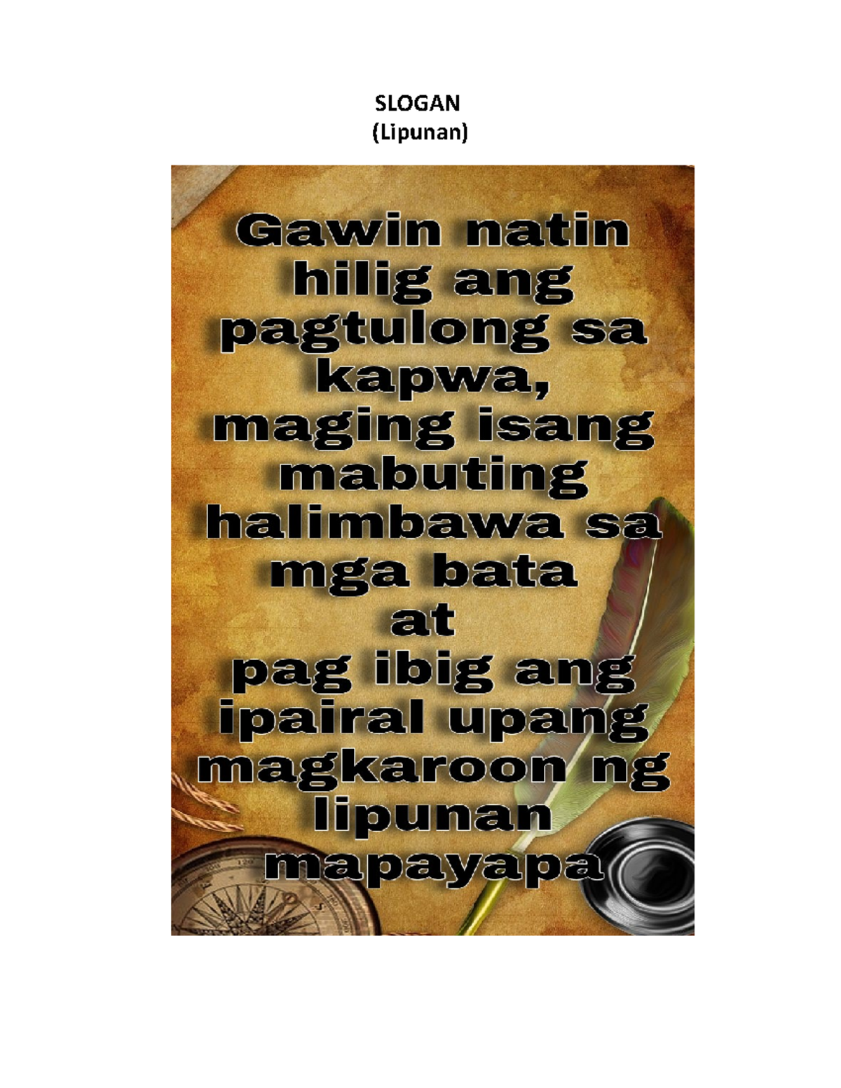 Slogan sa Panalangin para sa Lipunan - N/A - Studocu