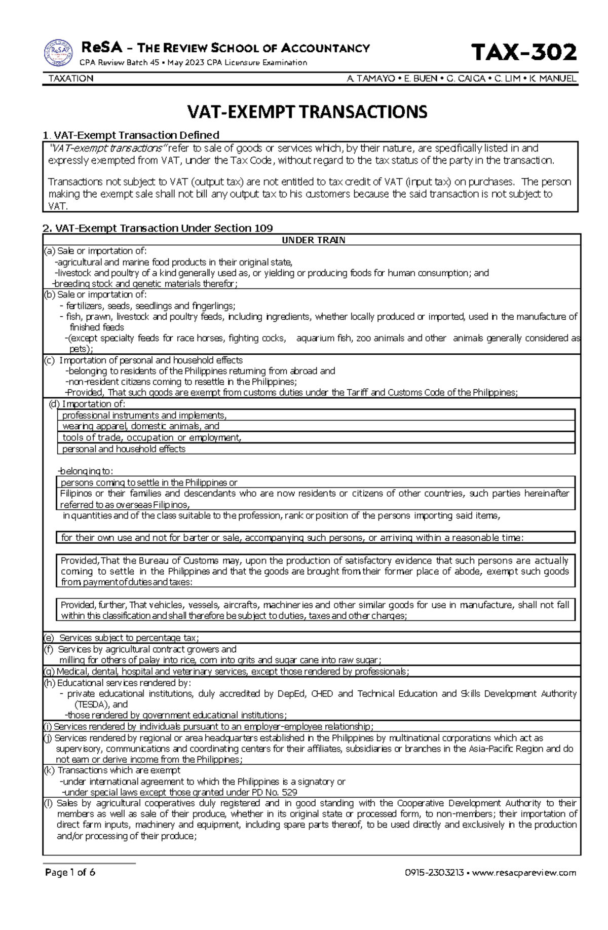 TAX-302: Comprehensive Overview of VAT-Exempt Transactions - Studocu