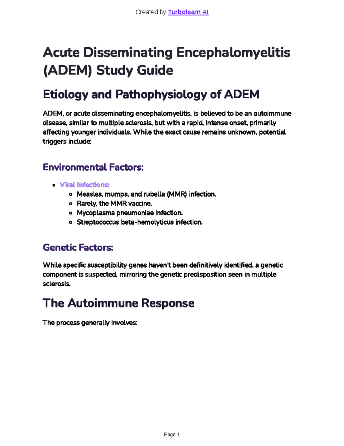 Acute Disseminated Encephalomyelitis - Acute Disseminating ...