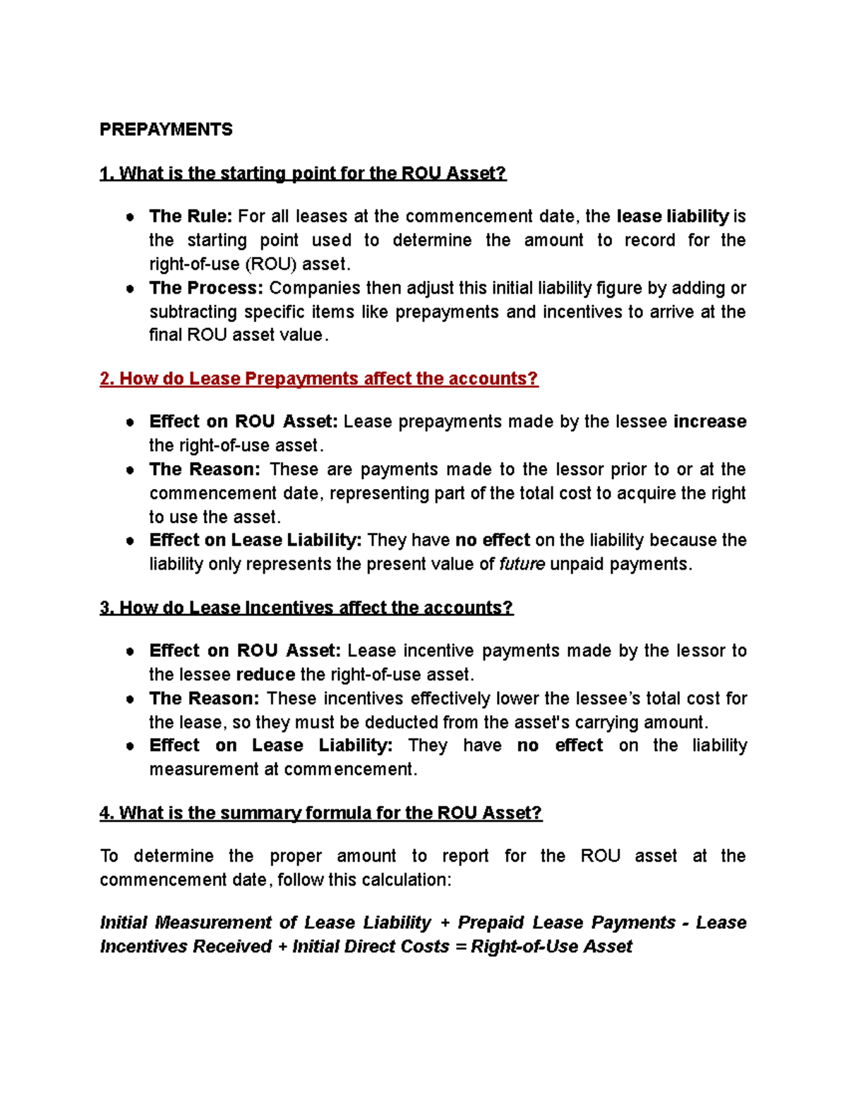 Chapter 21 - Leases Notes: ROU Asset, Prepayments & IDC Explained - Studocu