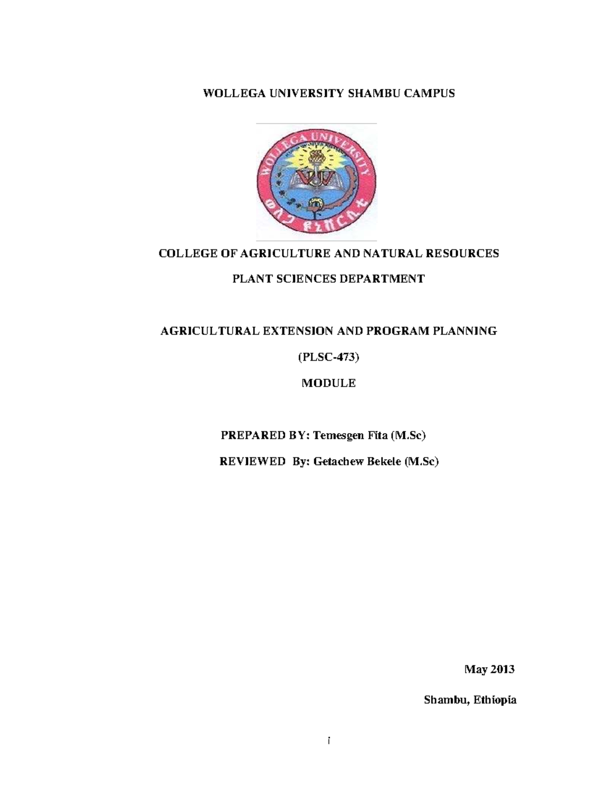Agricultural Extension Module (AGRI 101): Concepts & Principles by ...