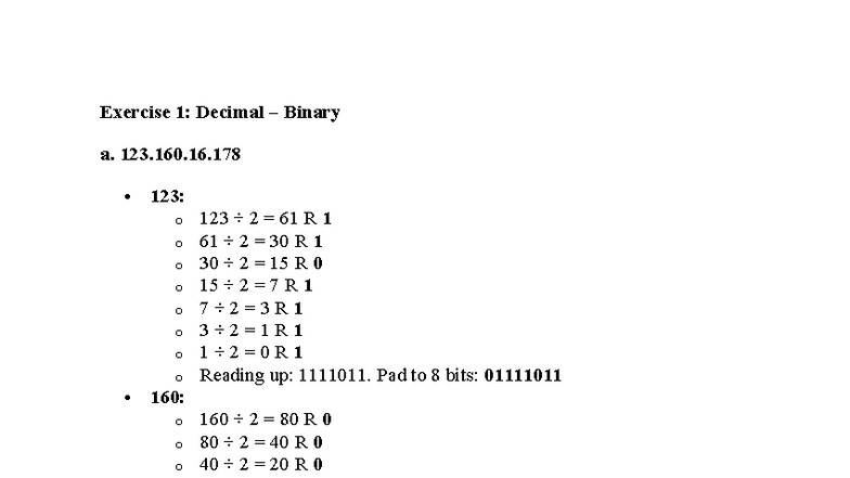 Solution Tutorial 11: Binary and Decimal Conversions - Studocu