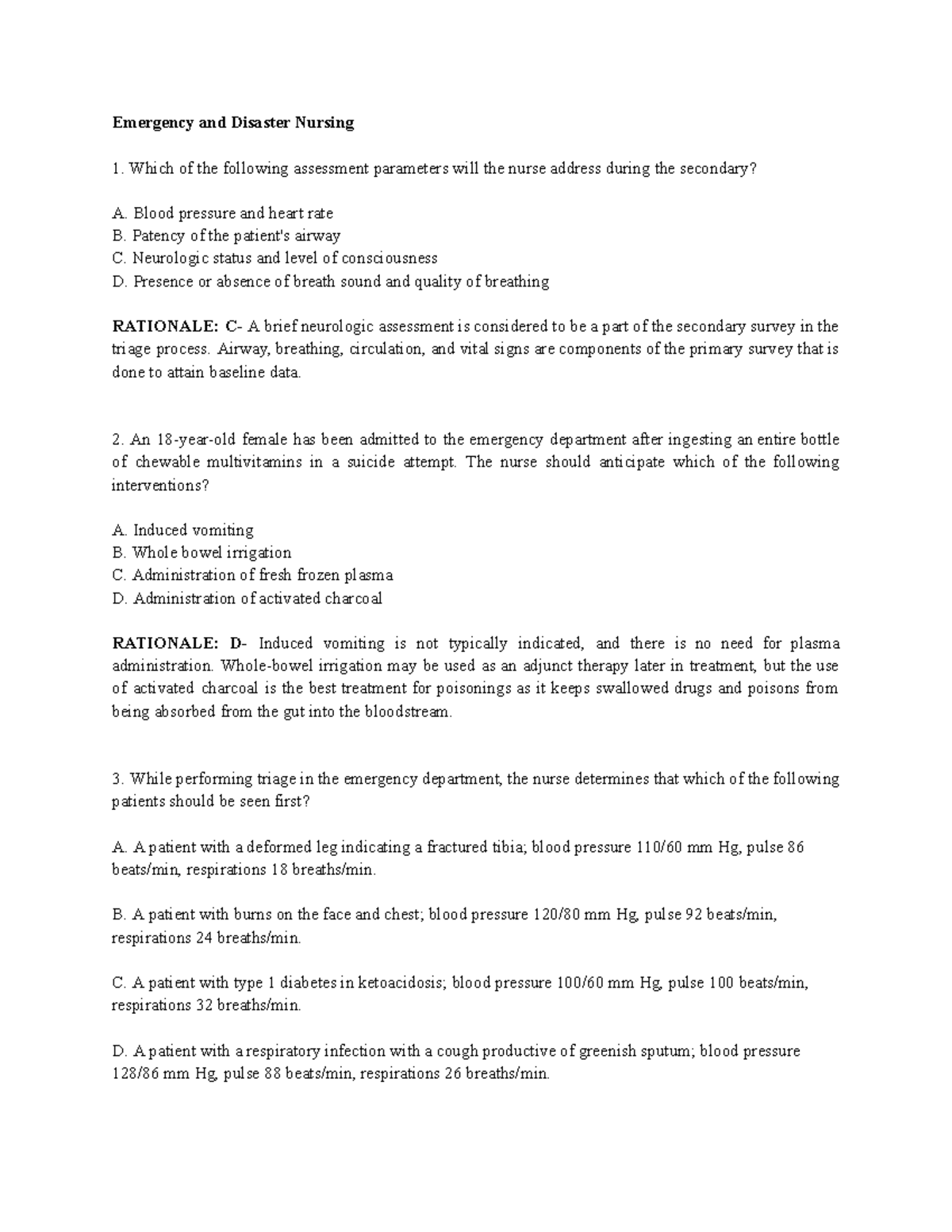 Emergency and Disaster Nursing 1: Key Assessment and Triage Strategies ...