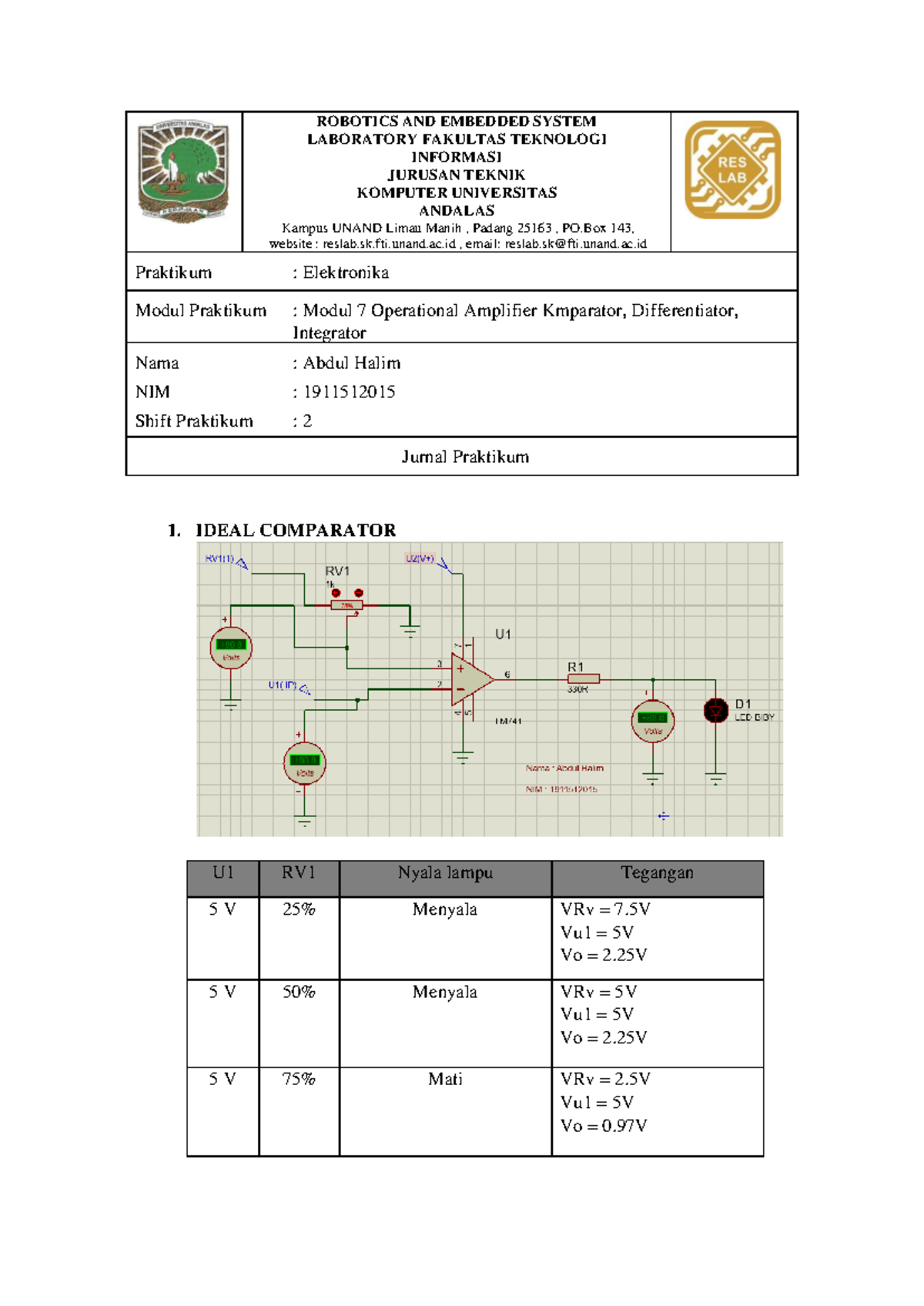 Jurnal Modul VII Prak Elektronika - ROBOTICS AND EMBEDDED SYSTEM ...