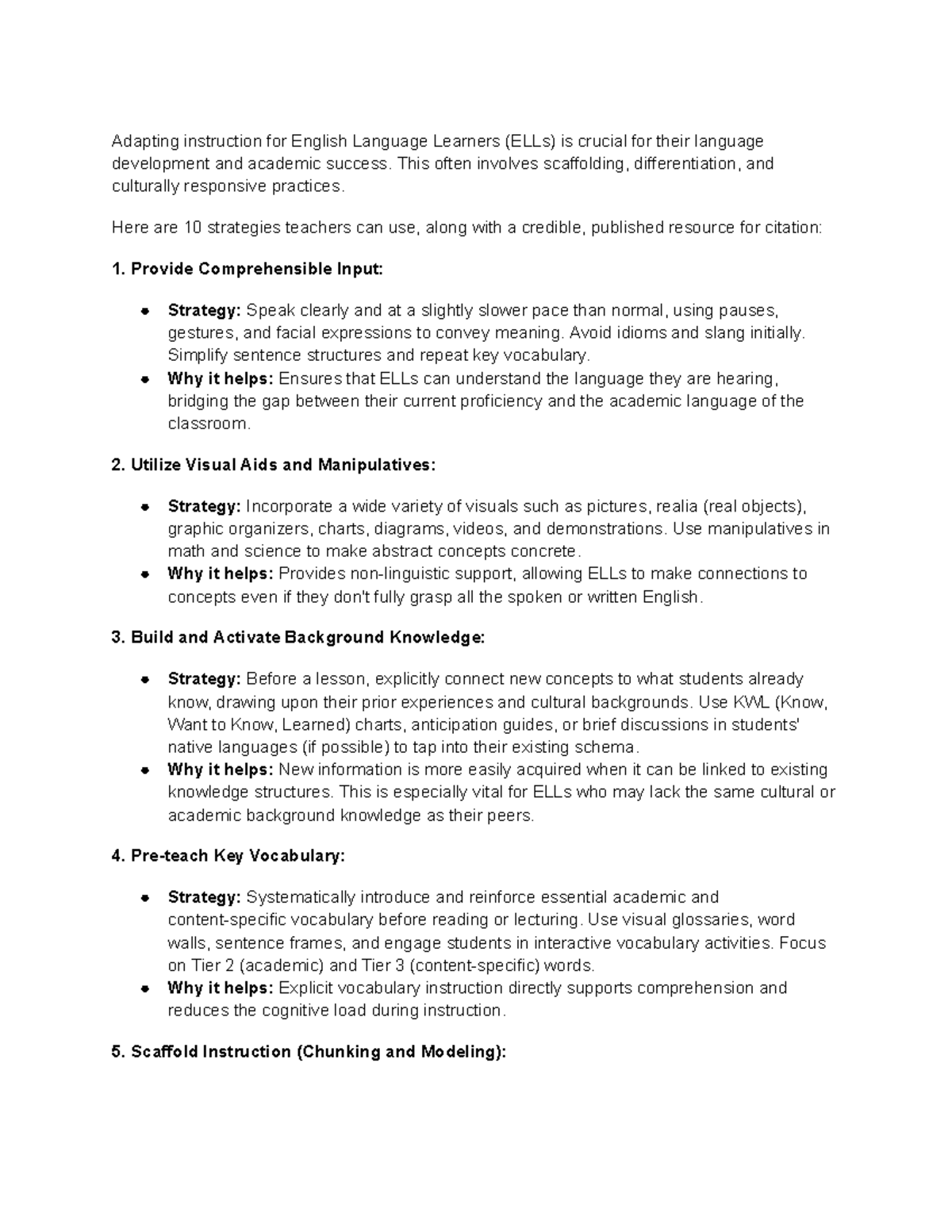 Strategies to Support ELL Students: Effective Instructional Approaches ...