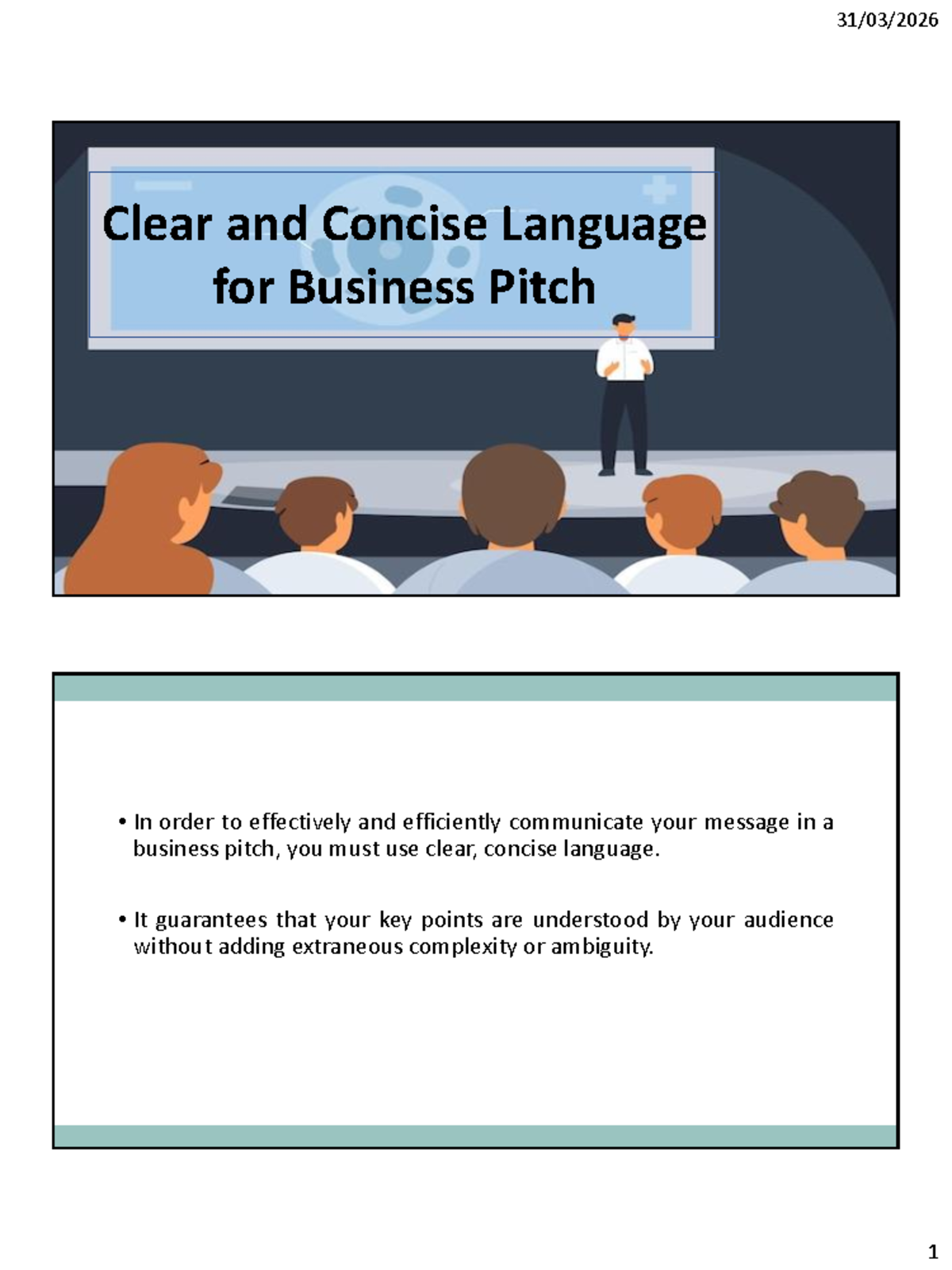 Effective Business Pitching: Clear & Concise Language Tips - Studocu