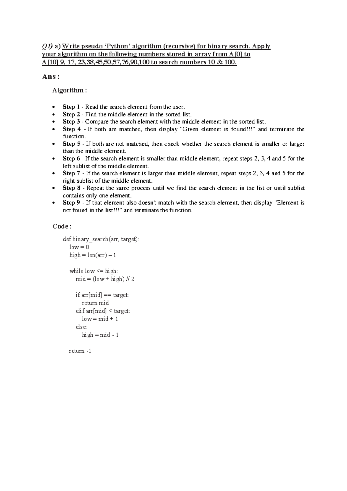 Final Exam: FDS20 - Algorithms and Data Structures Questions 202 - Studocu