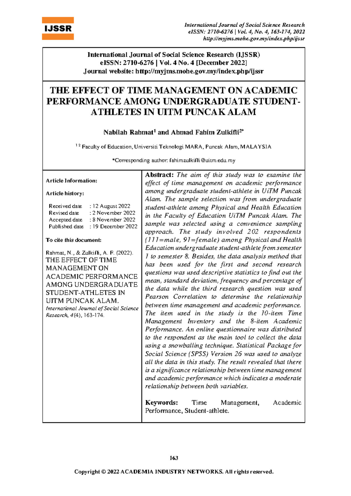 The Effect of Time Management on Academic Performance Among Student ...