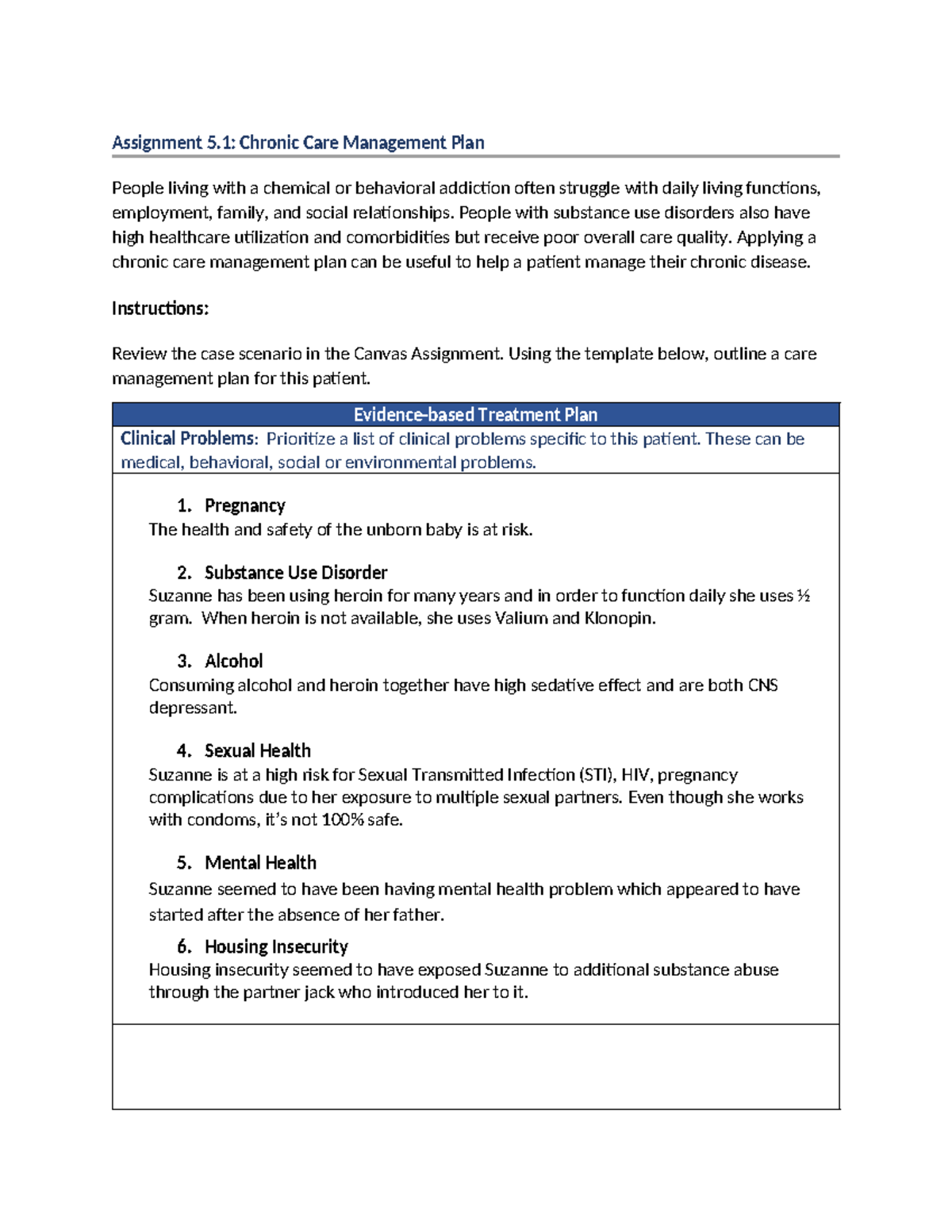 Assignment 5.1: Evidence-Based Chronic Care Management Plan - Studocu
