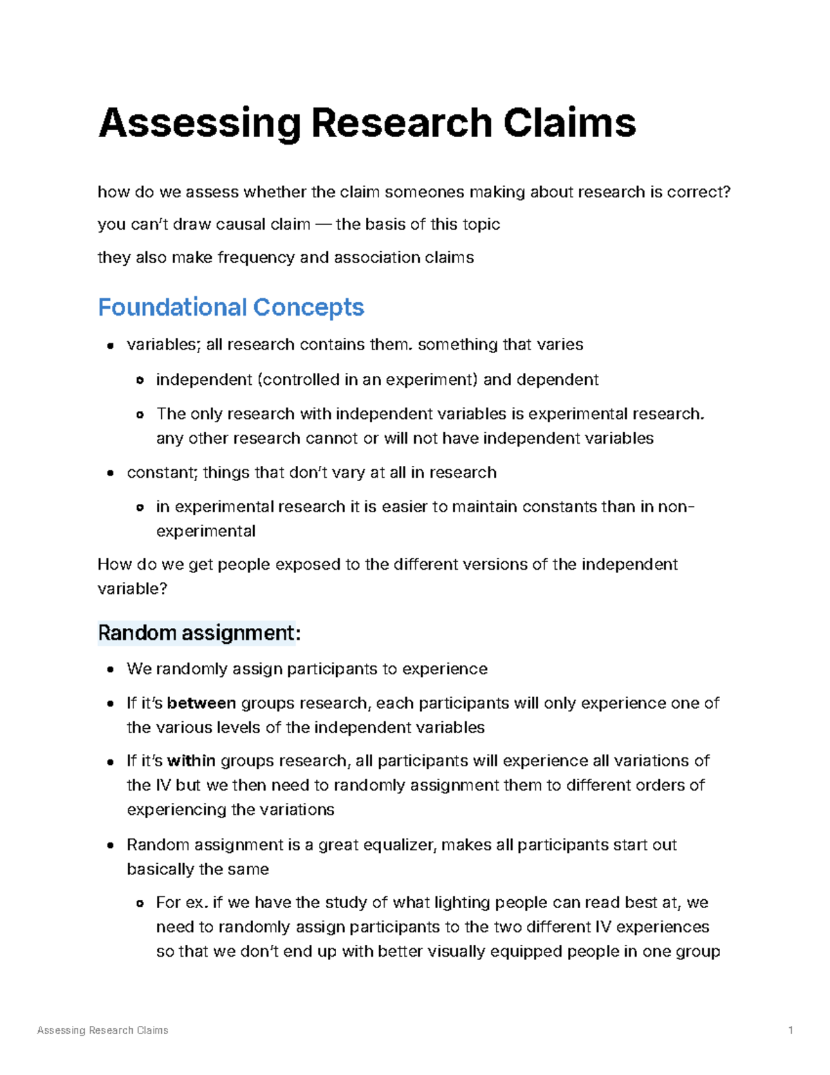 Assessing Research Claims: Understanding Causal, Association, and ...