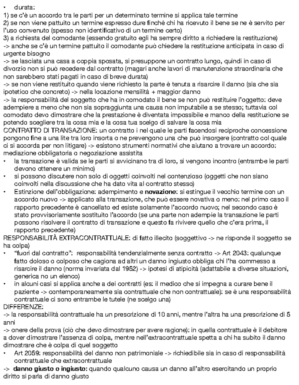 Diritto Privato - Appunti - durata: se c’è un accordo tra le parti per ...