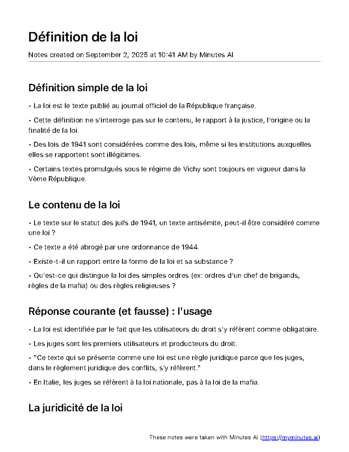 Définition de la Loi : Notes de Cours (DROIT101) - Studocu