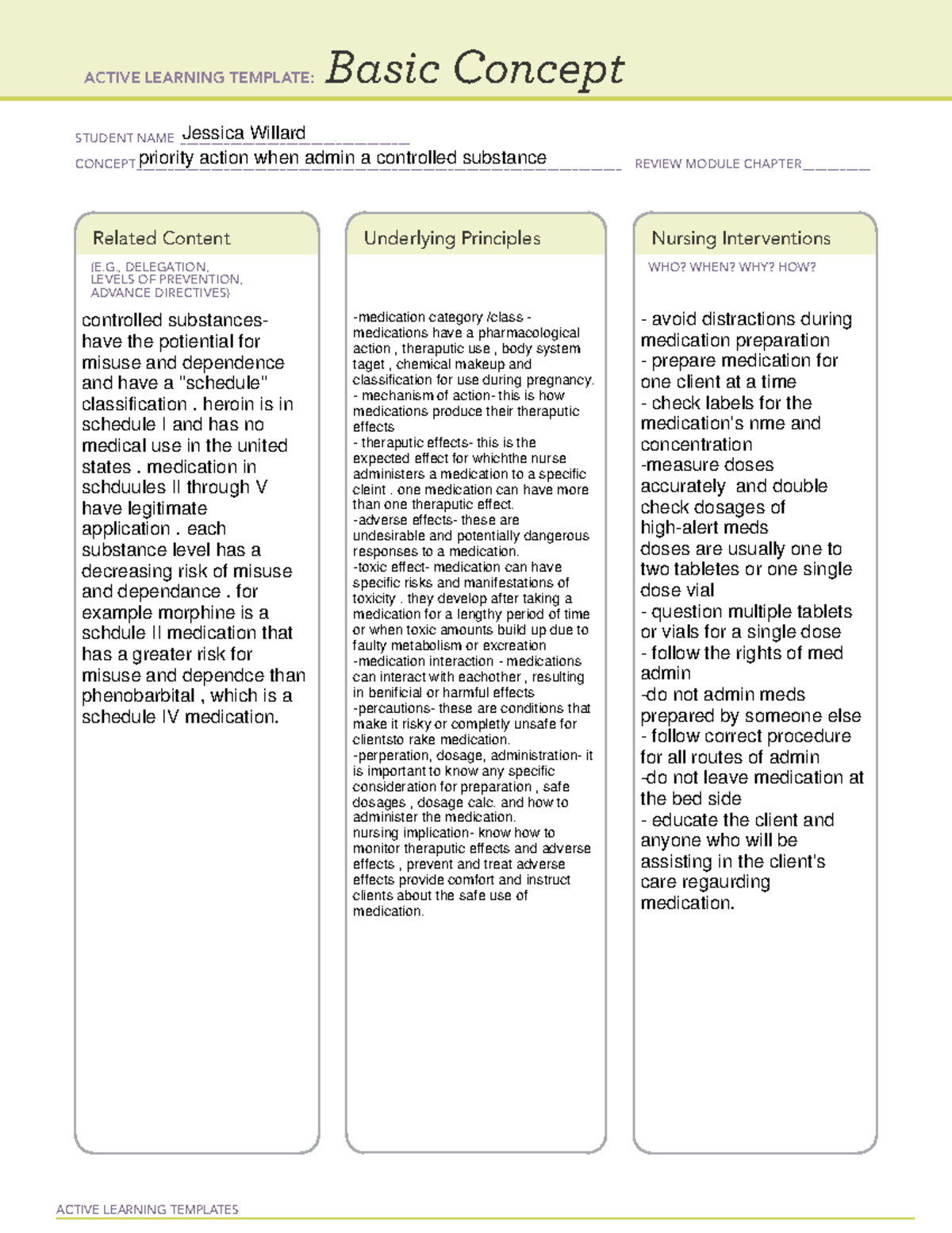 Med admin - ATI - ACTIVE LEARNING TEMPLATES Basic Concept STUDENT NAME ...
