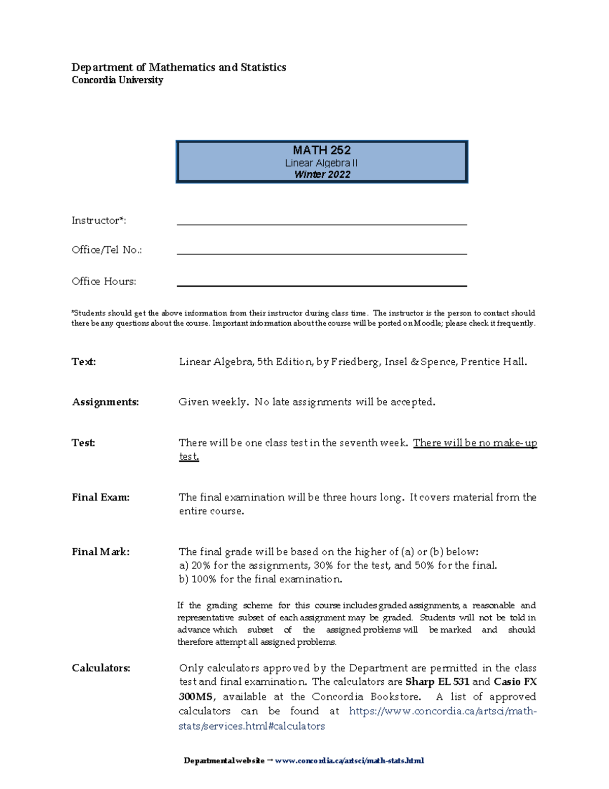 MATH 252 Calculus - Departmental website concordia/artsci/math-stats ...