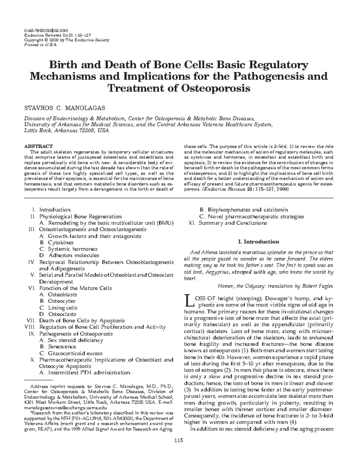 Birth and Death of Bone Cells: Mechanisms in Osteoporosis (Endocrine ...