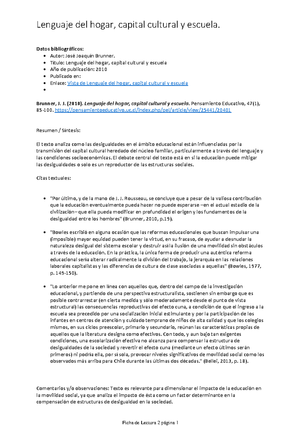 Lenguaje del hogar y capital cultural en la educación: análisis crítico ...