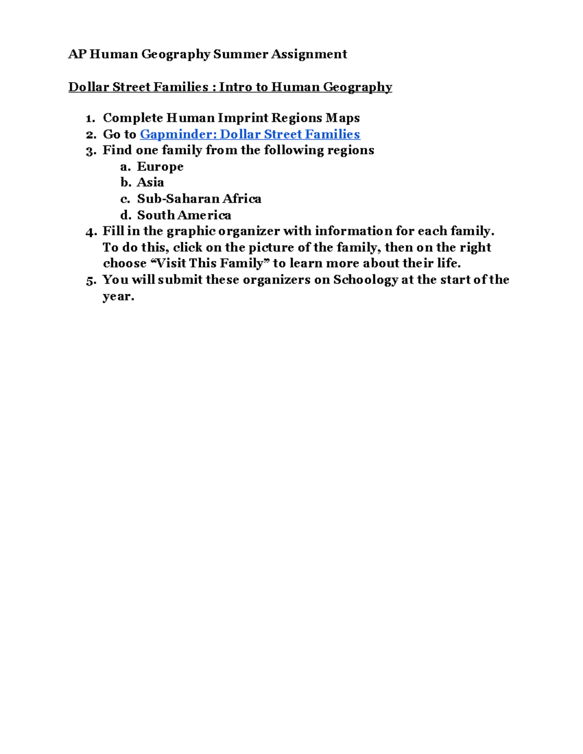 AP Human Geography Summer Assignment: Dollar Street Families Analysis - Studocu