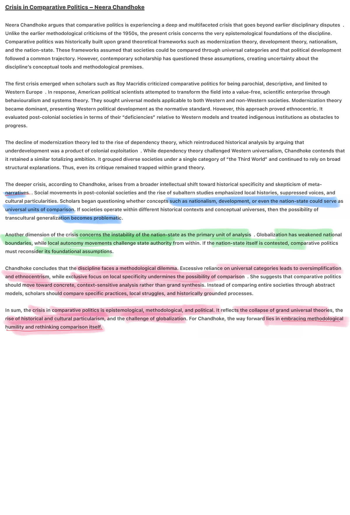 Crisis in Comparative Politics: Analyzing Neera Chandhoke's Insights ...