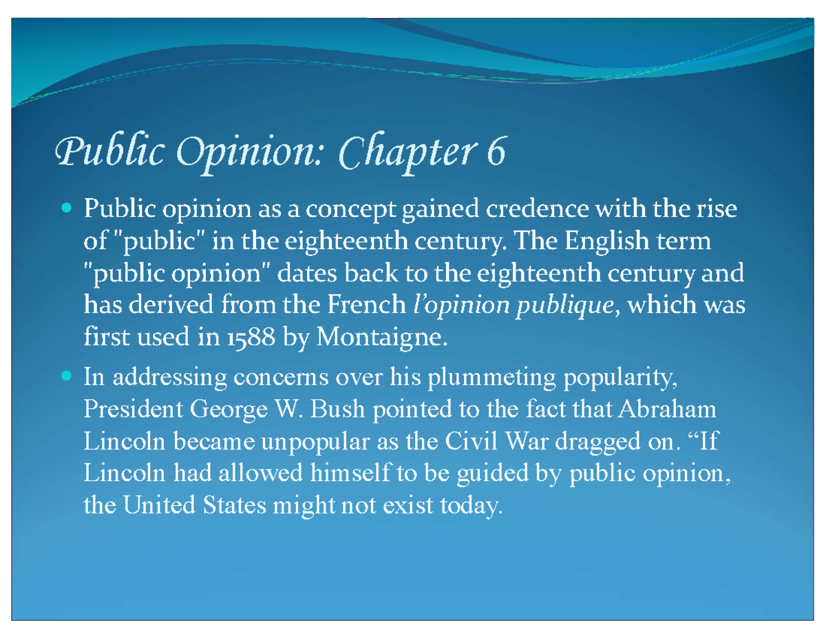 Chapter 6: Understanding Public Opinion in American Politics - Studocu
