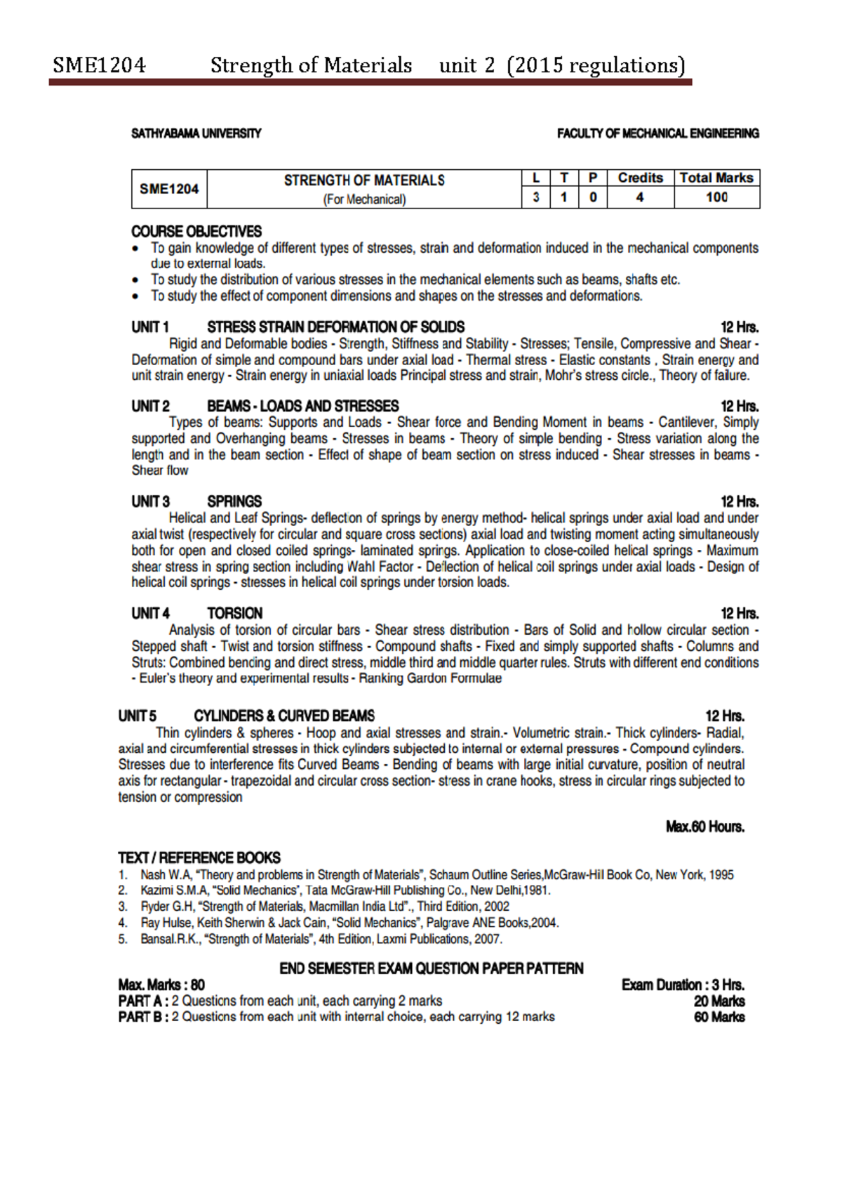 Mechanics of materials unit 2 - COURSE MATERIAL Shear force and Bending ...