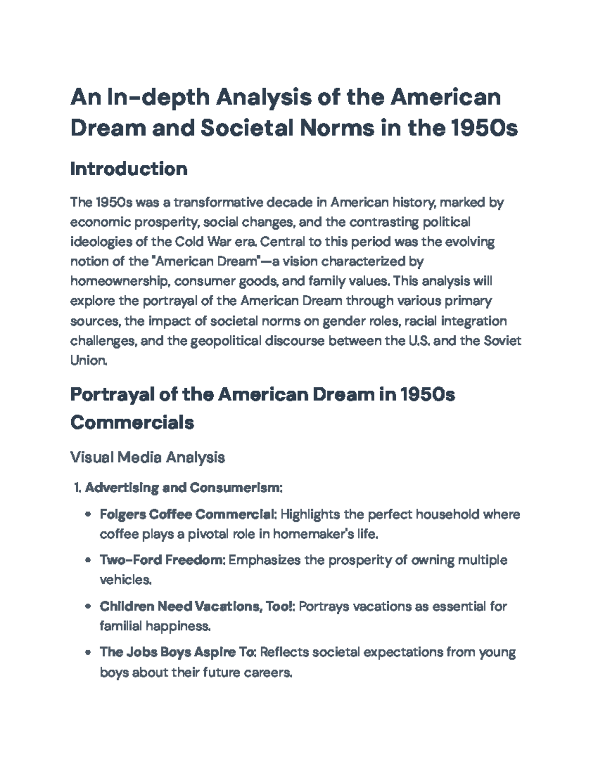 ANL 250: The American Dream & Societal Norms in the 1950s Analysis ...