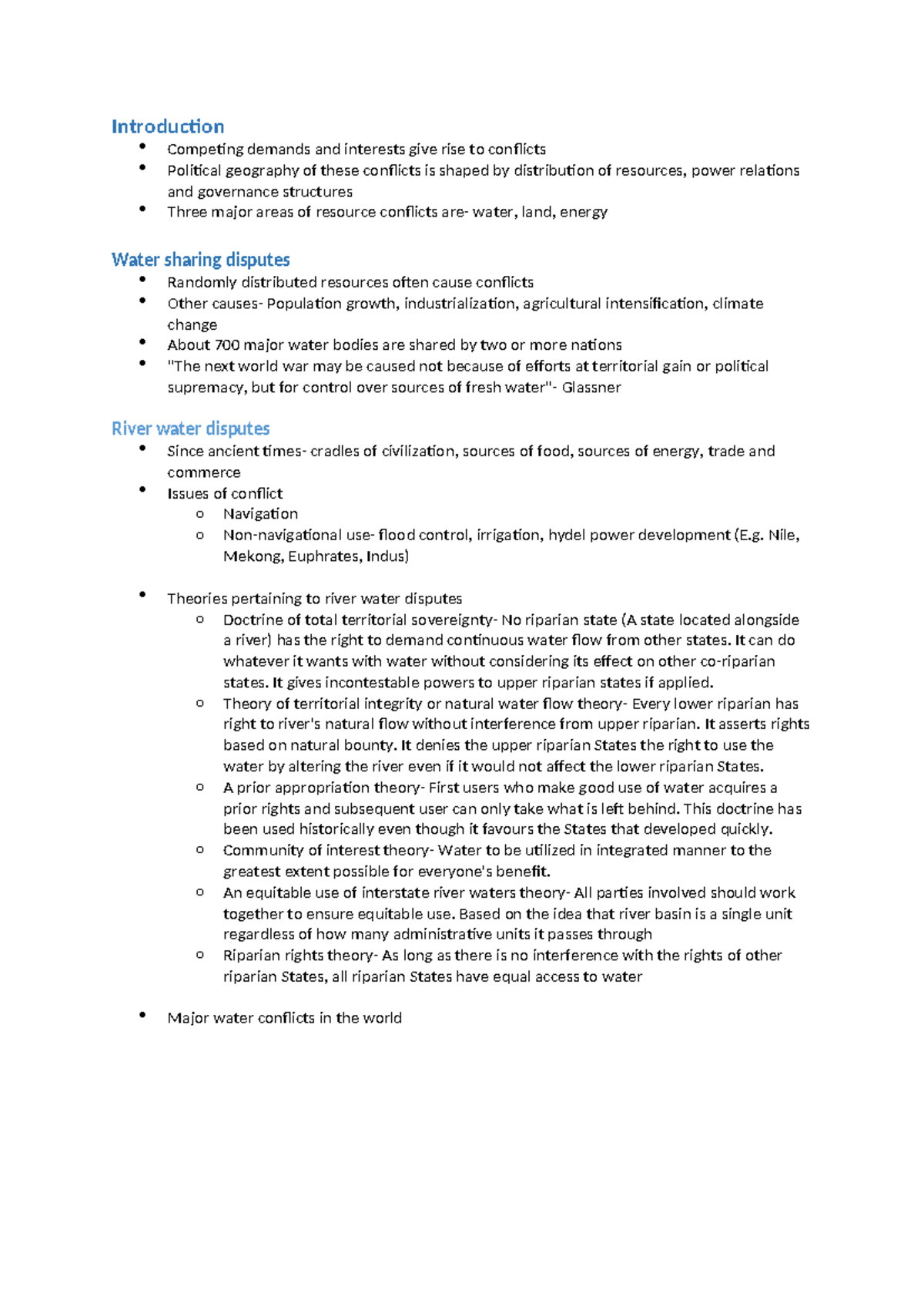 Water Sharing Disputes: Examining Causes and Effects – A Case Study ...