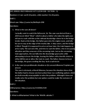 Case Study - Ethics - Case Study of When A Makes a Bad Dad Decision,Who ...