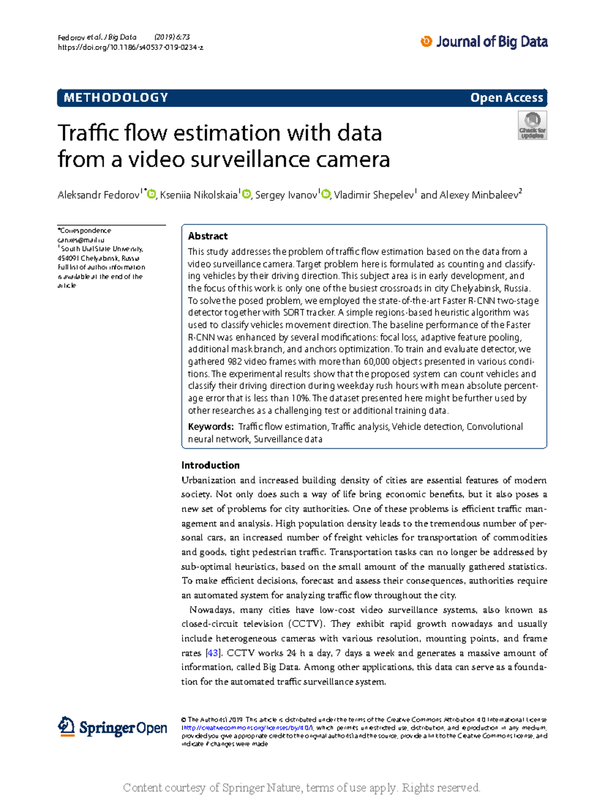 Traffic Flow Estimation Methodology Using Video Surveillance Data (2019 ...