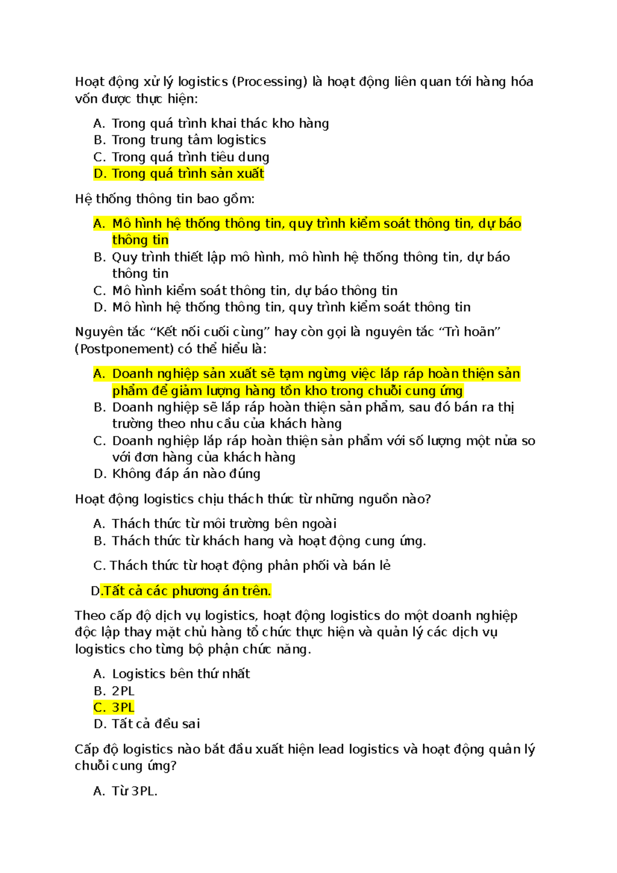 Logistics CCU-1: Notes on Processing and Supply Chain Management - Studocu
