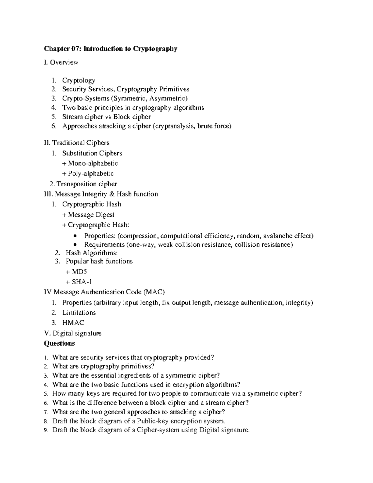Chapter 07 & 09: Introduction to Cryptography Concepts and Techniques - Studocu