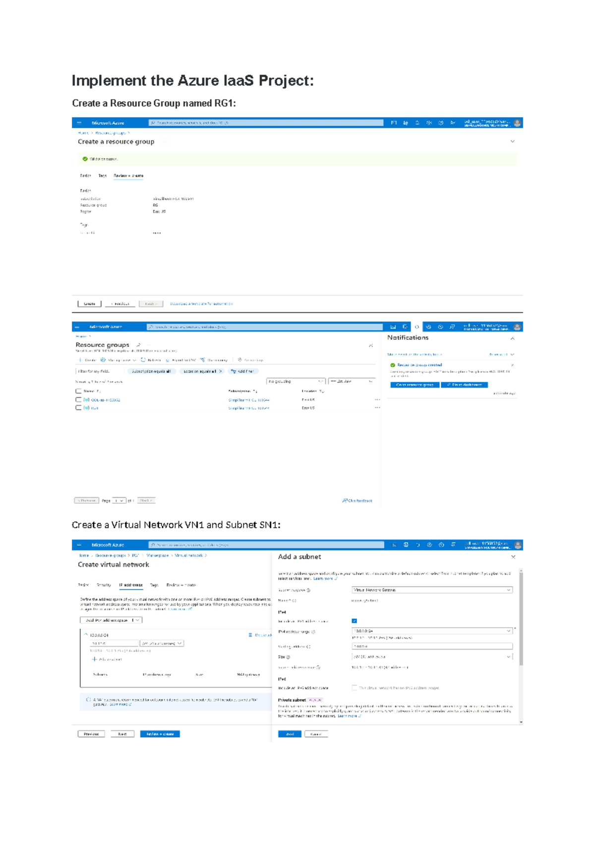 Implement the Azure Iaa S Project - Cloud Computing - Implement the Azure IaaS Project: Create a ...