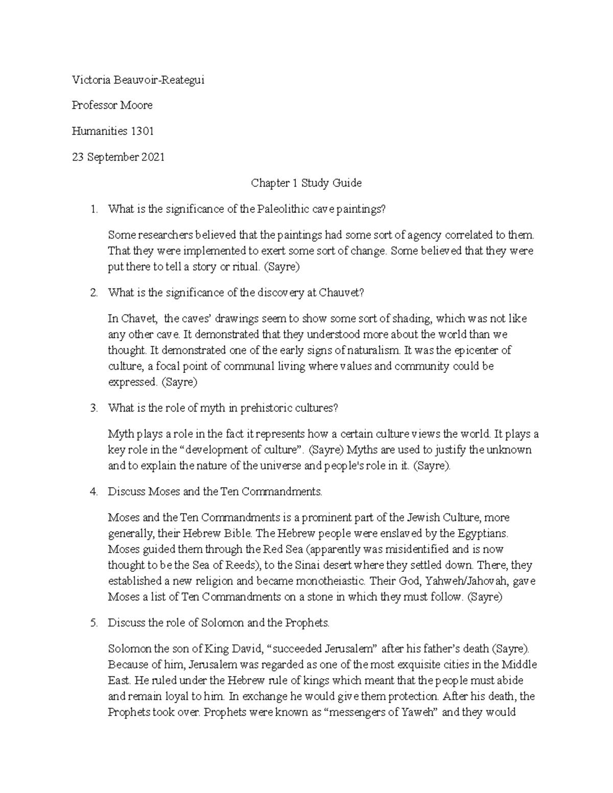 Humanities 1301: Chapter 1 Study Guide Overview and Key Concepts - Studocu