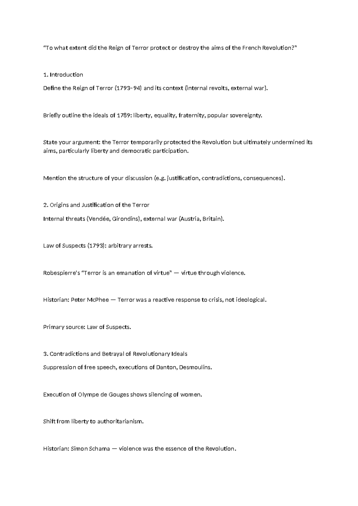 French Revolution Exemplar Essay: The Reign of Terror's Impact on ...