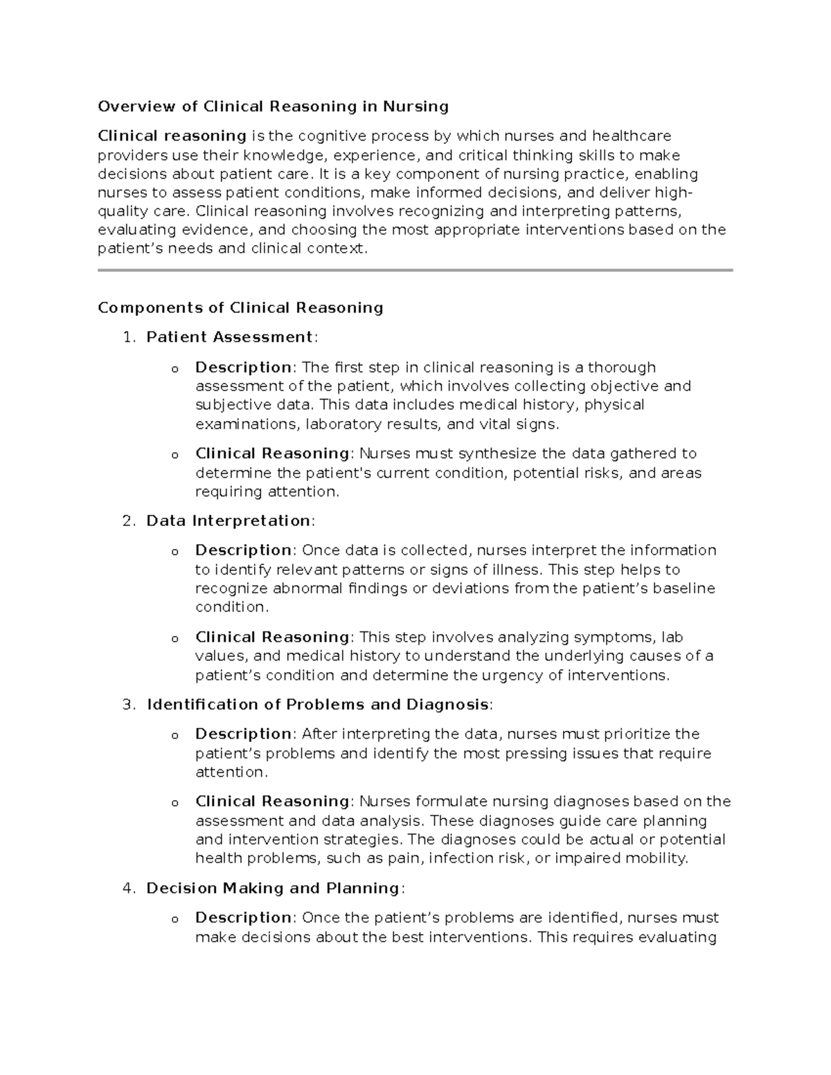 Clinical Reasoning - It is a key component of nursing practice ...