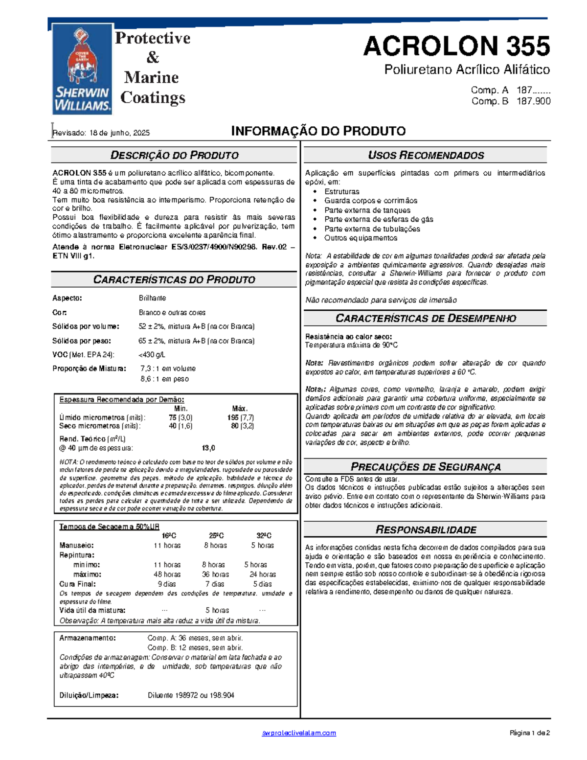 Ficha Técnica Acrolon 355 - Poliuretano Acrílico Alifático 187.900 ...