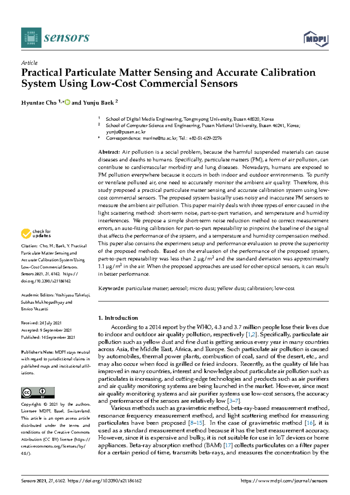 Practical PM Sensing & Calibration System Using Commercial Sensors ...