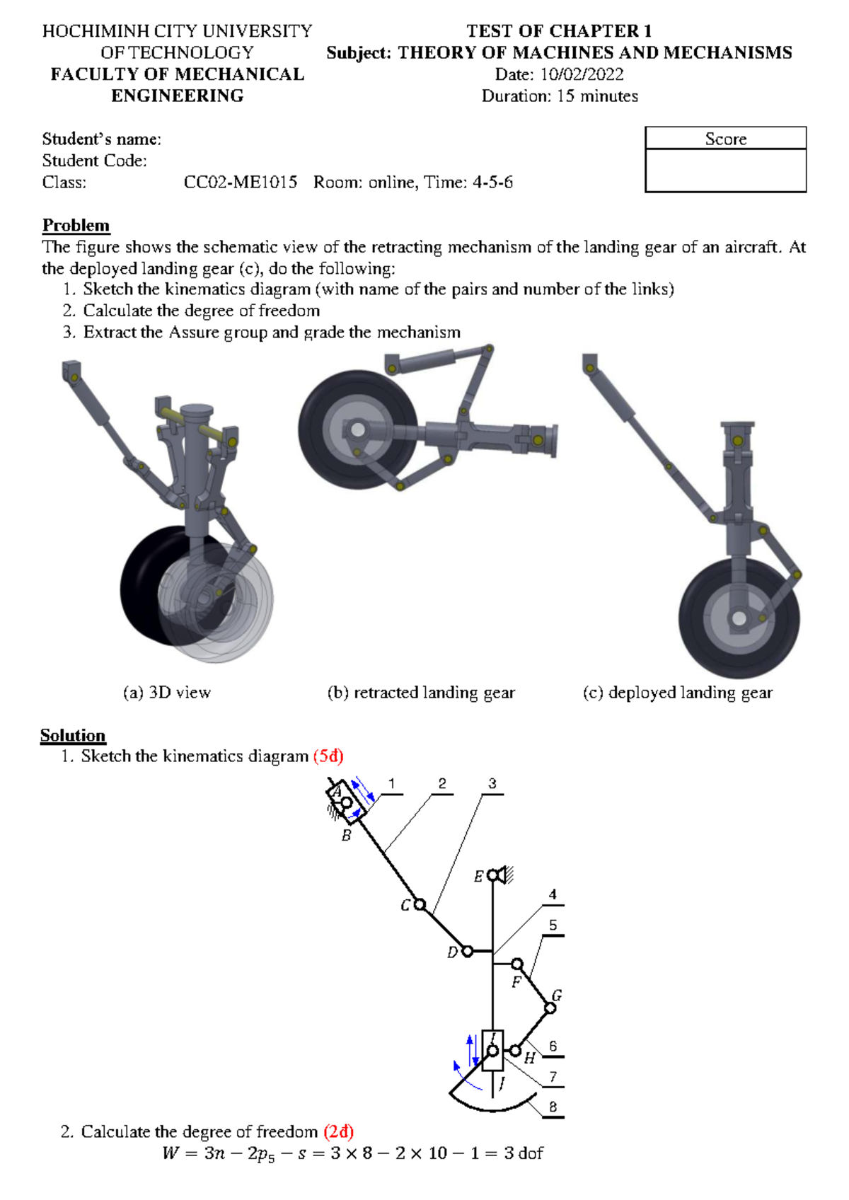 TECH 101: Chapter 1 Test on Theory of Machines & Mechanisms - Studocu