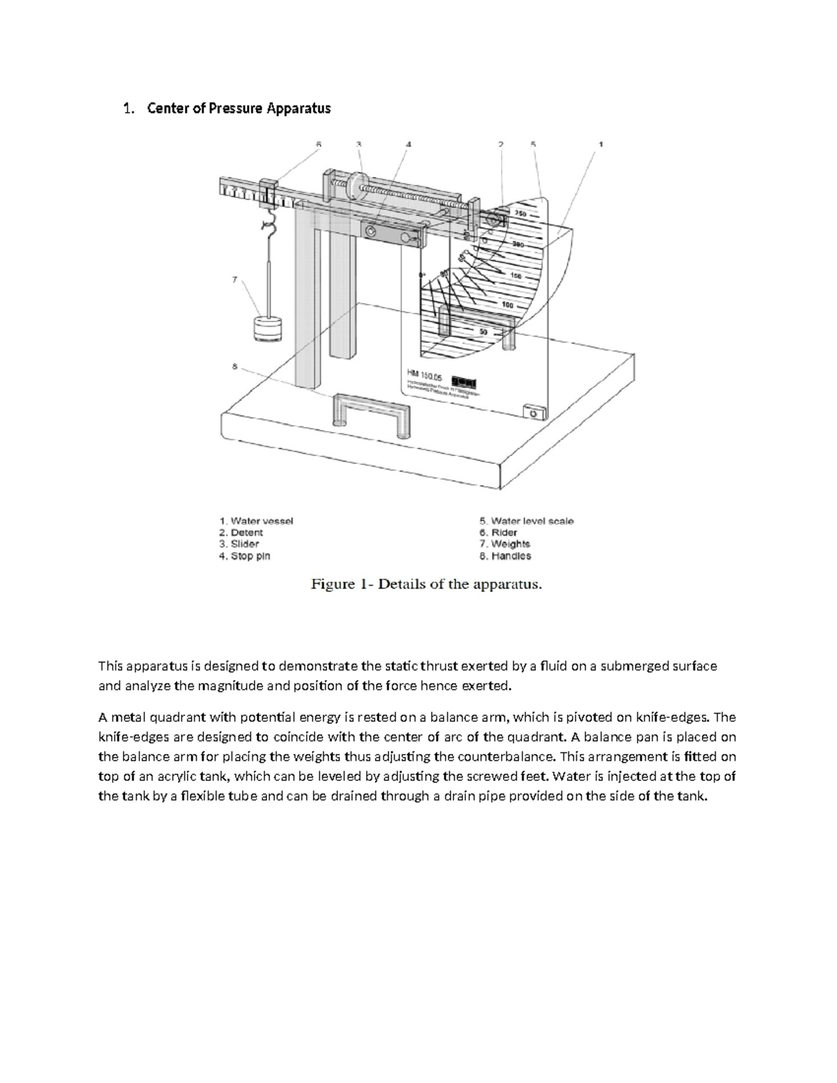 Hydraulics Lab Equipment Overview - Hydraulics Lab Experiments - Studocu