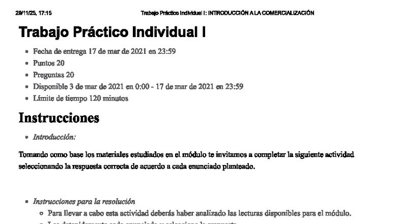17:15 T.P. 1: Introducción a la Comercialización - Examen Final - Studocu