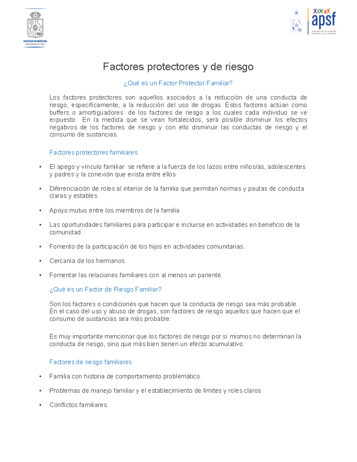 Factores de riesgo y Protectores - Factores protectores y de riesgo ...