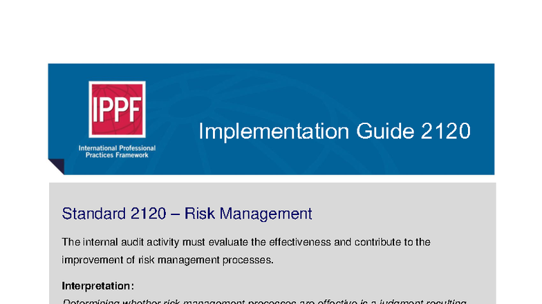 Implementation Guide for Standard 2120: Risk Management Best Practices ...