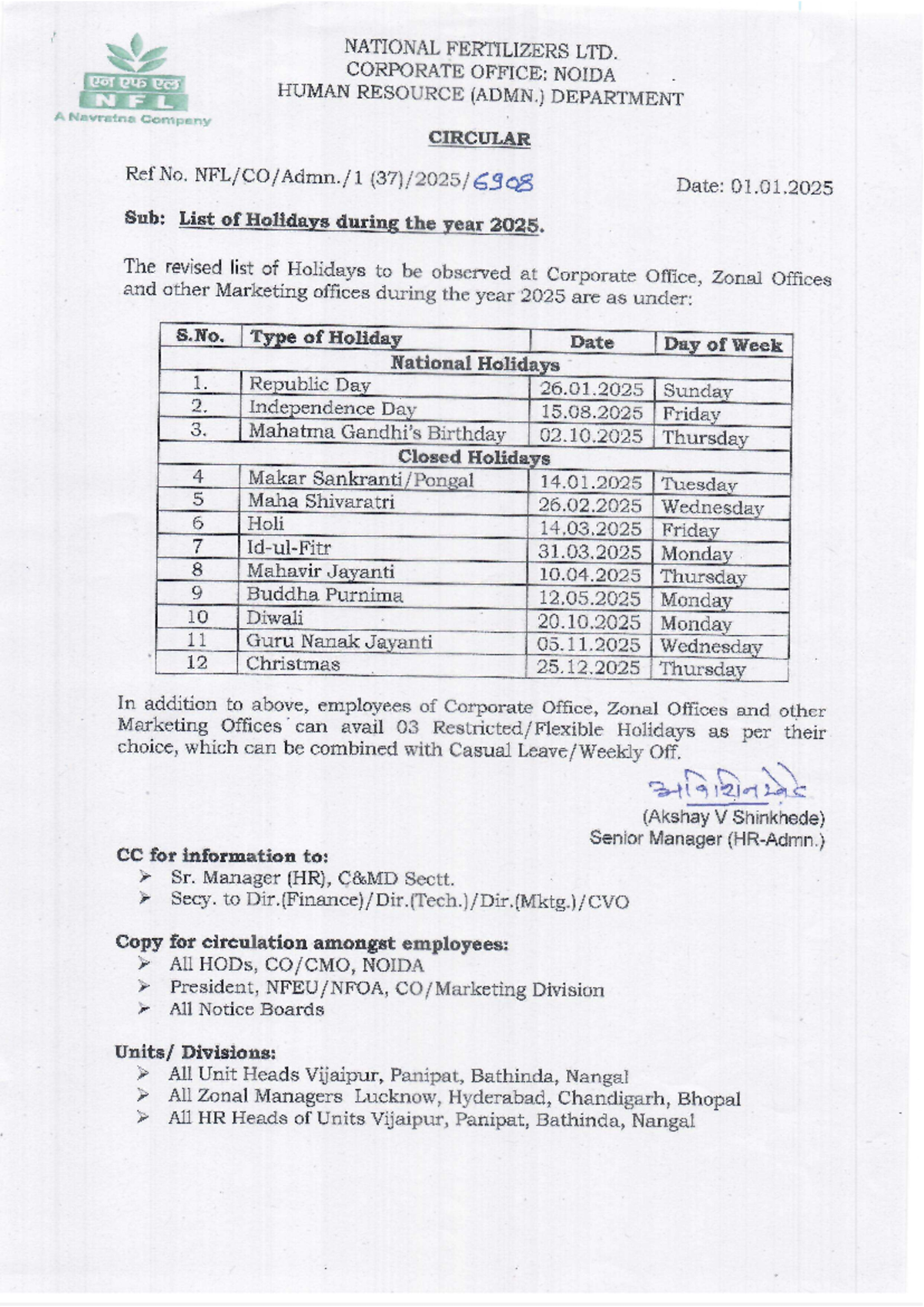 NFL HR Department 2025 Holidays Circular: Important Dates and Info ...