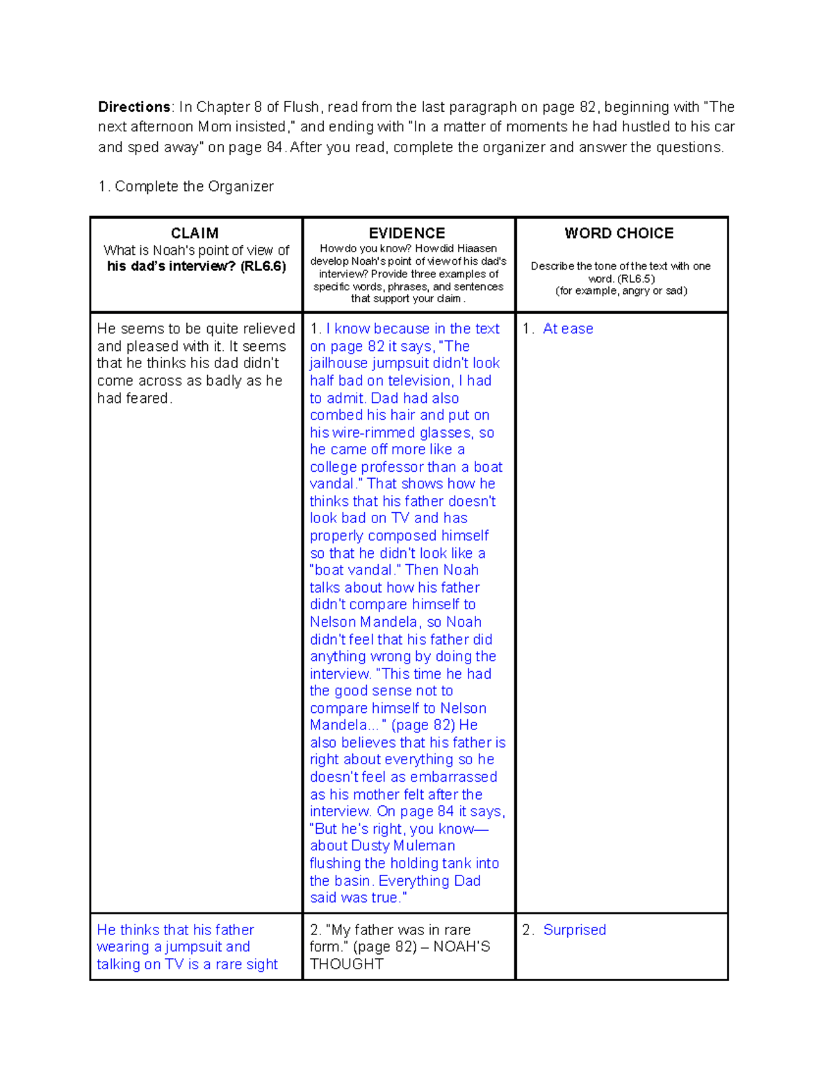 Mod 3 Unit 2 Mid Unit Assessment - Directions: In Chapter 8 of Flush ...