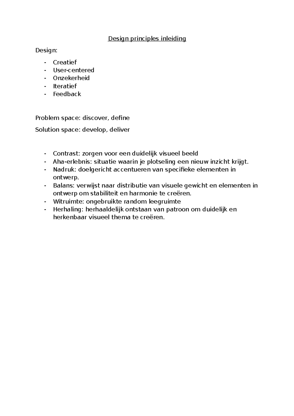 Design Principles Inleiding: Creatief Ontwerp en Feedback - Studocu
